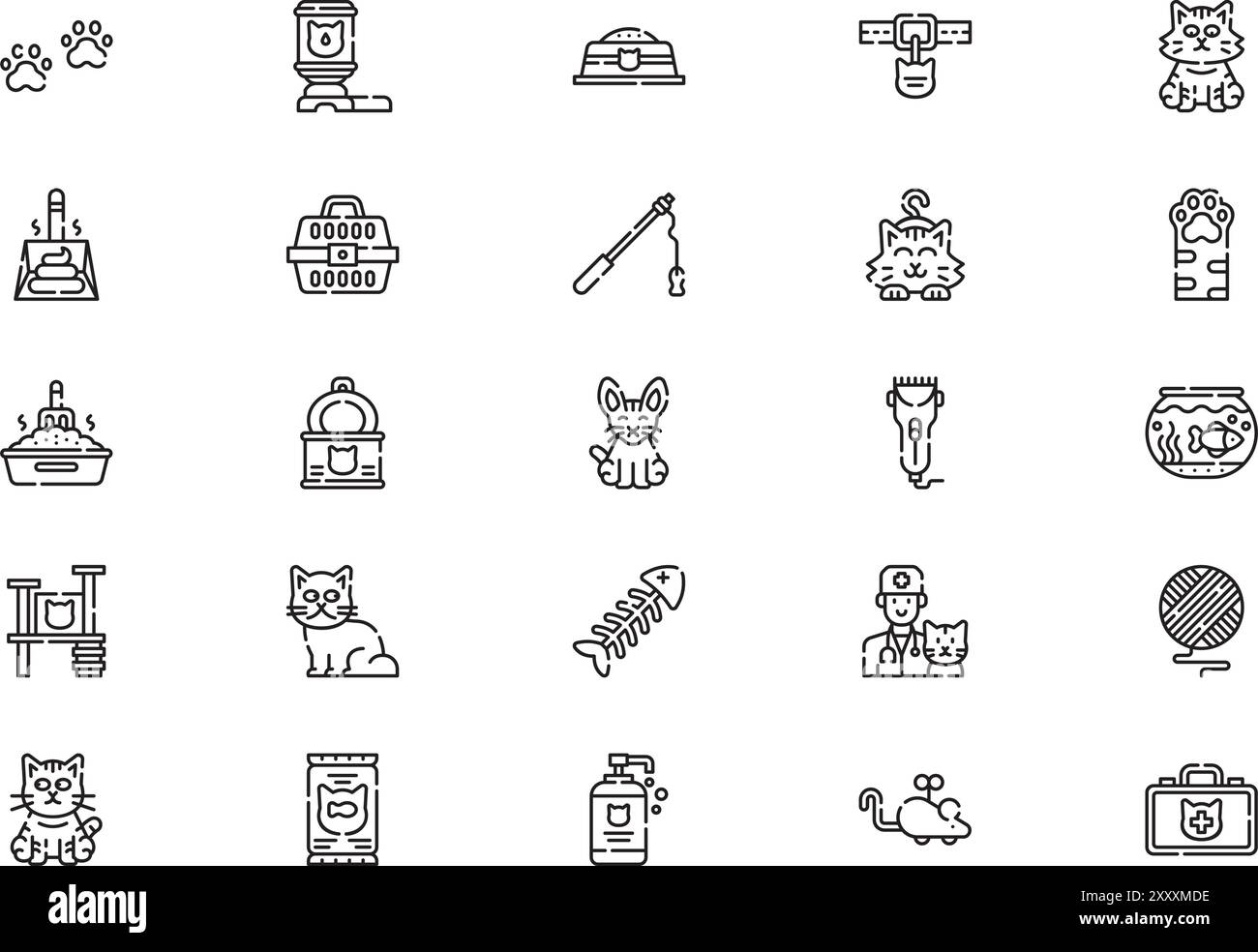 Cats icons collection is a vector illustration with editable stroke ...