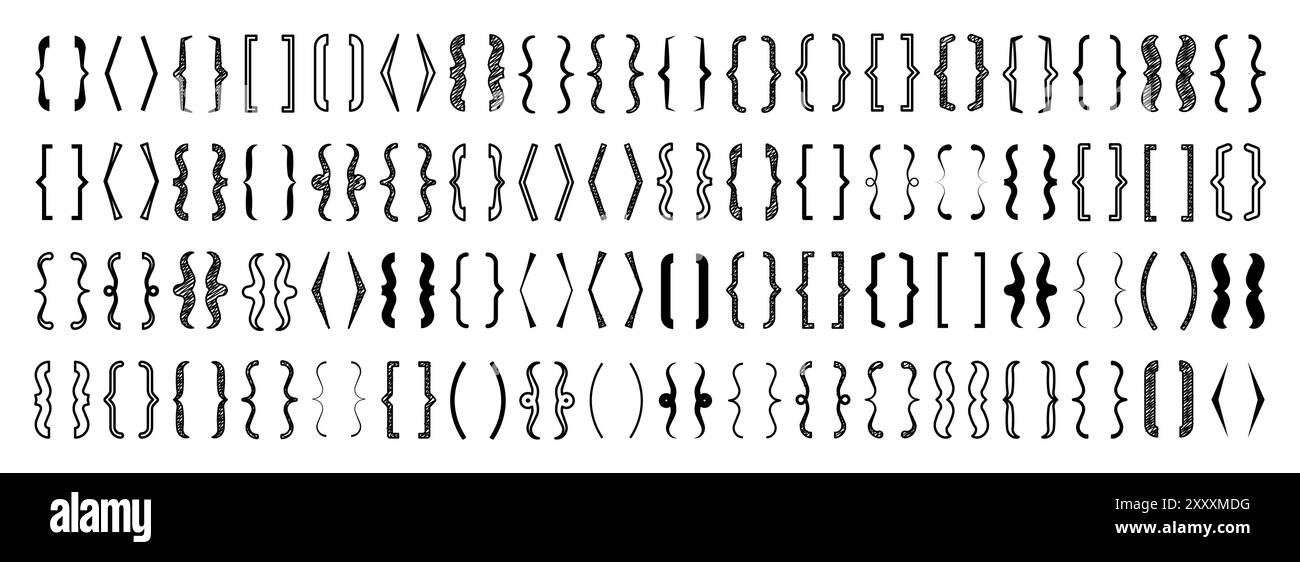 Various text brackets, black quotation box. Curly, square and corner ...
