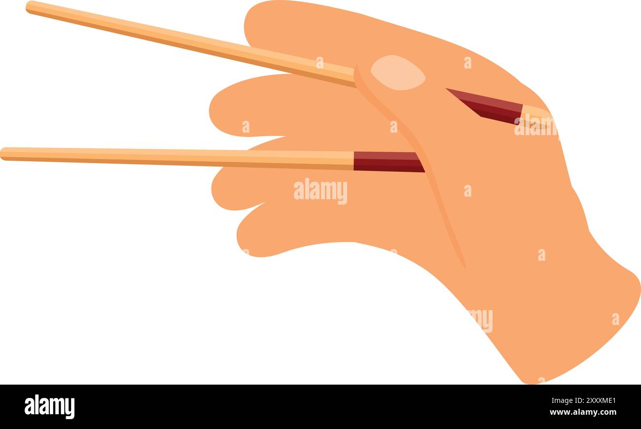 Hand holding wooden chopsticks ready to eat a tasty meal Stock Vector ...