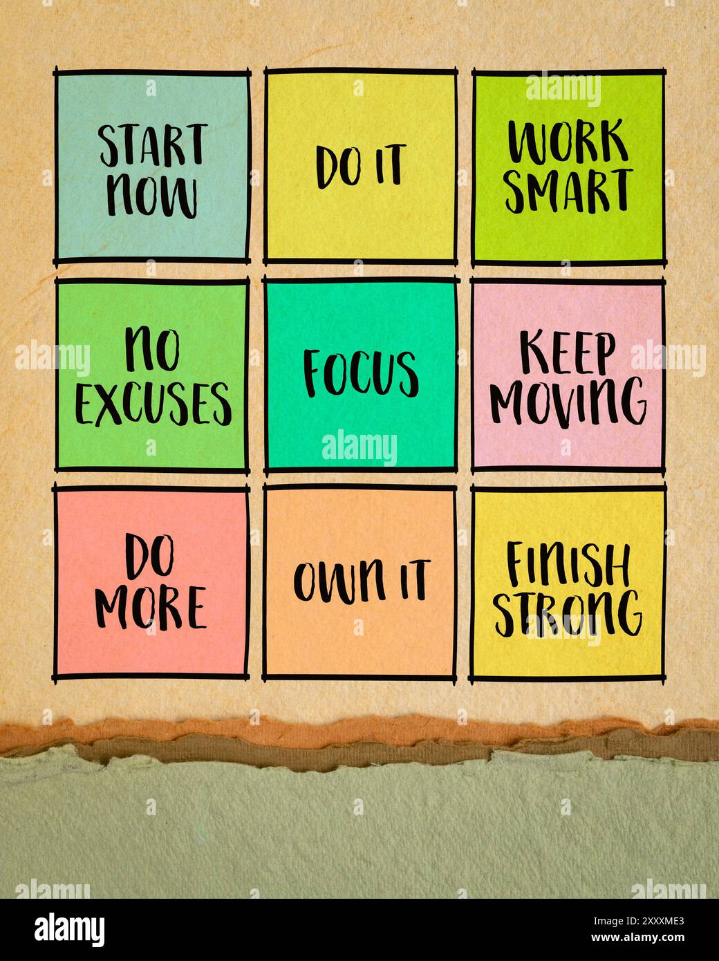 productivity tips, a set of inspirational reminder notes, business ...