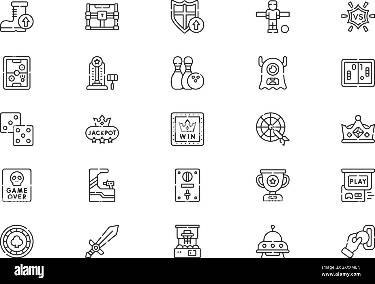 Arcade icons collection is a vector illustration with editable stroke ...