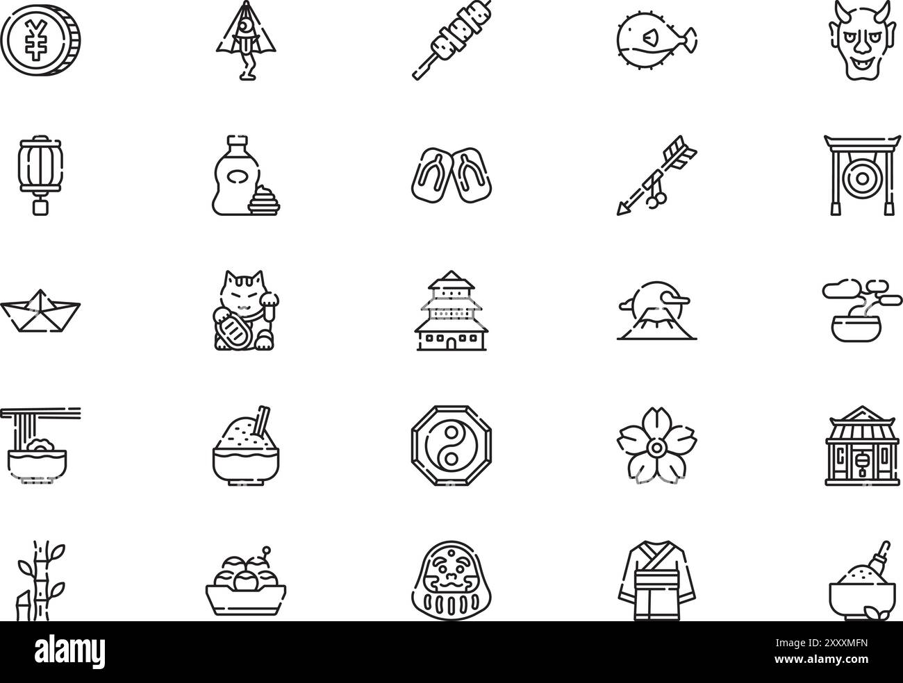 Japan icons collection is a vector illustration with editable stroke ...