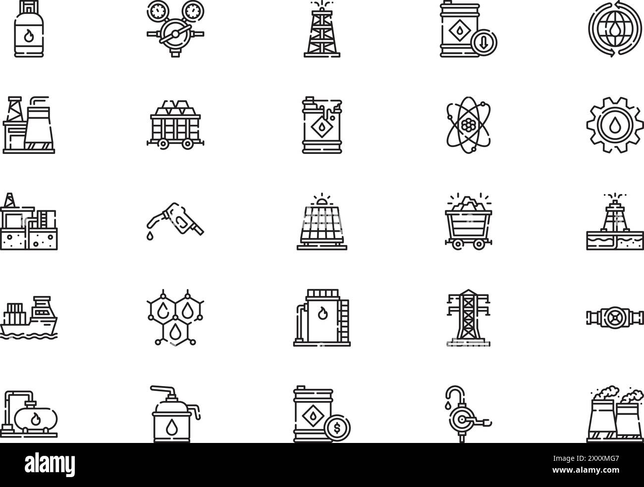Oil and gas industry icons collection is a vector illustration with ...