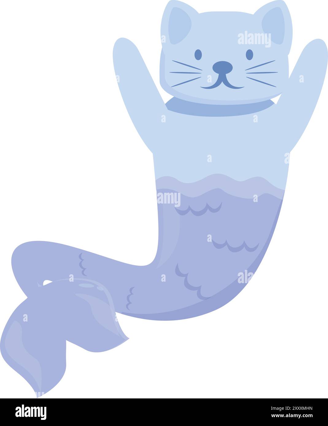 Cartoon cat mermaid waving with its fins and tail Stock Vector Image ...