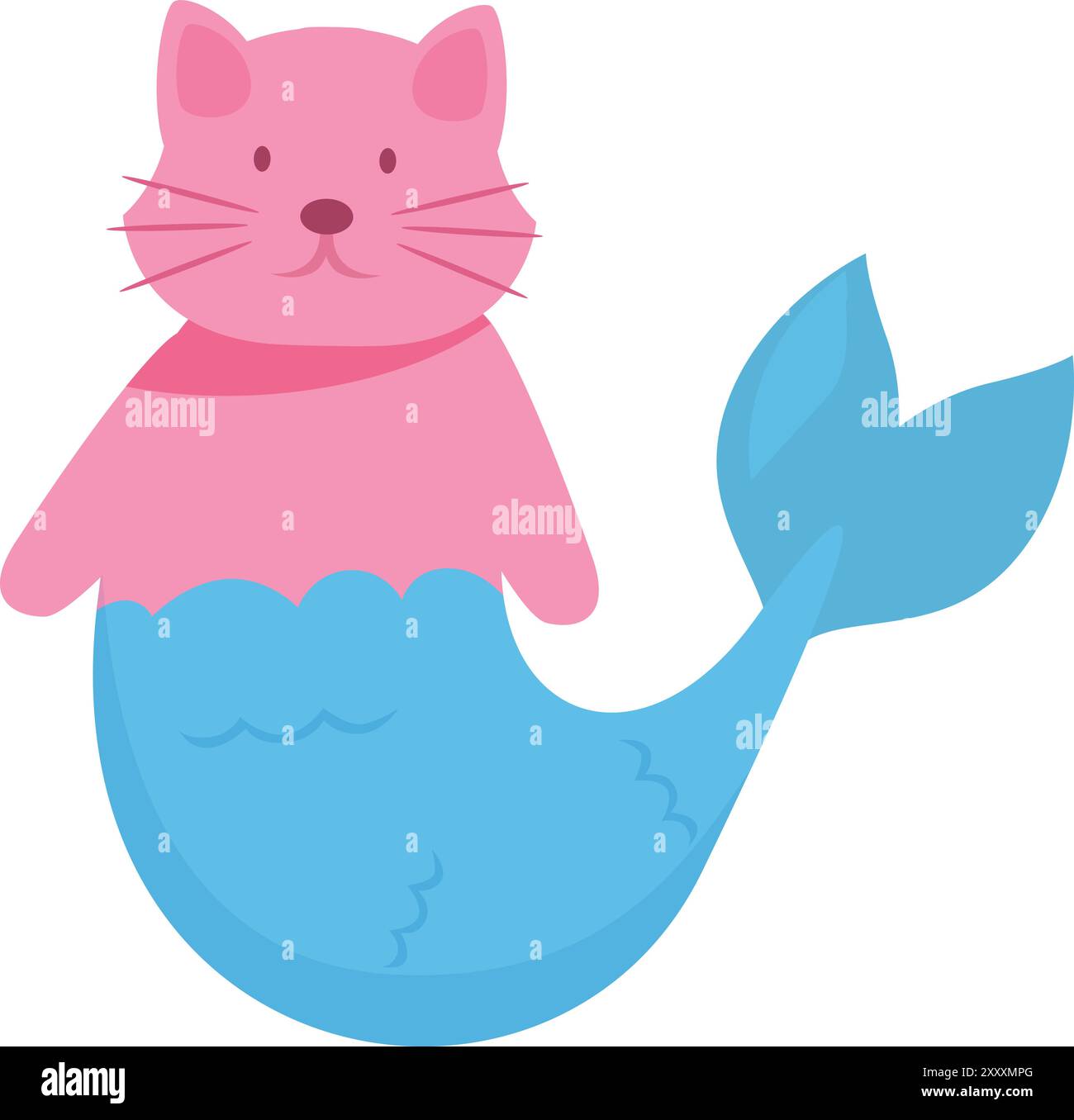 Pink kitten mermaid with a blue fishtail, a magical and adorable ...