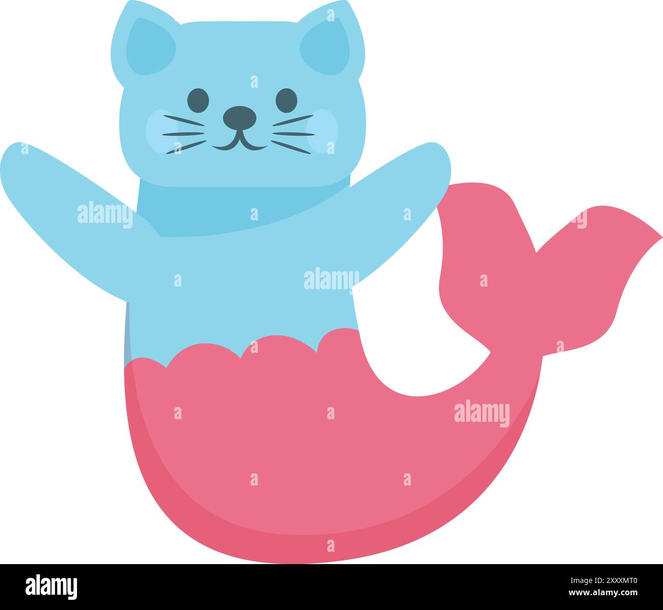 Adorable blue cat mermaid waving hello with a big smile, great for ...