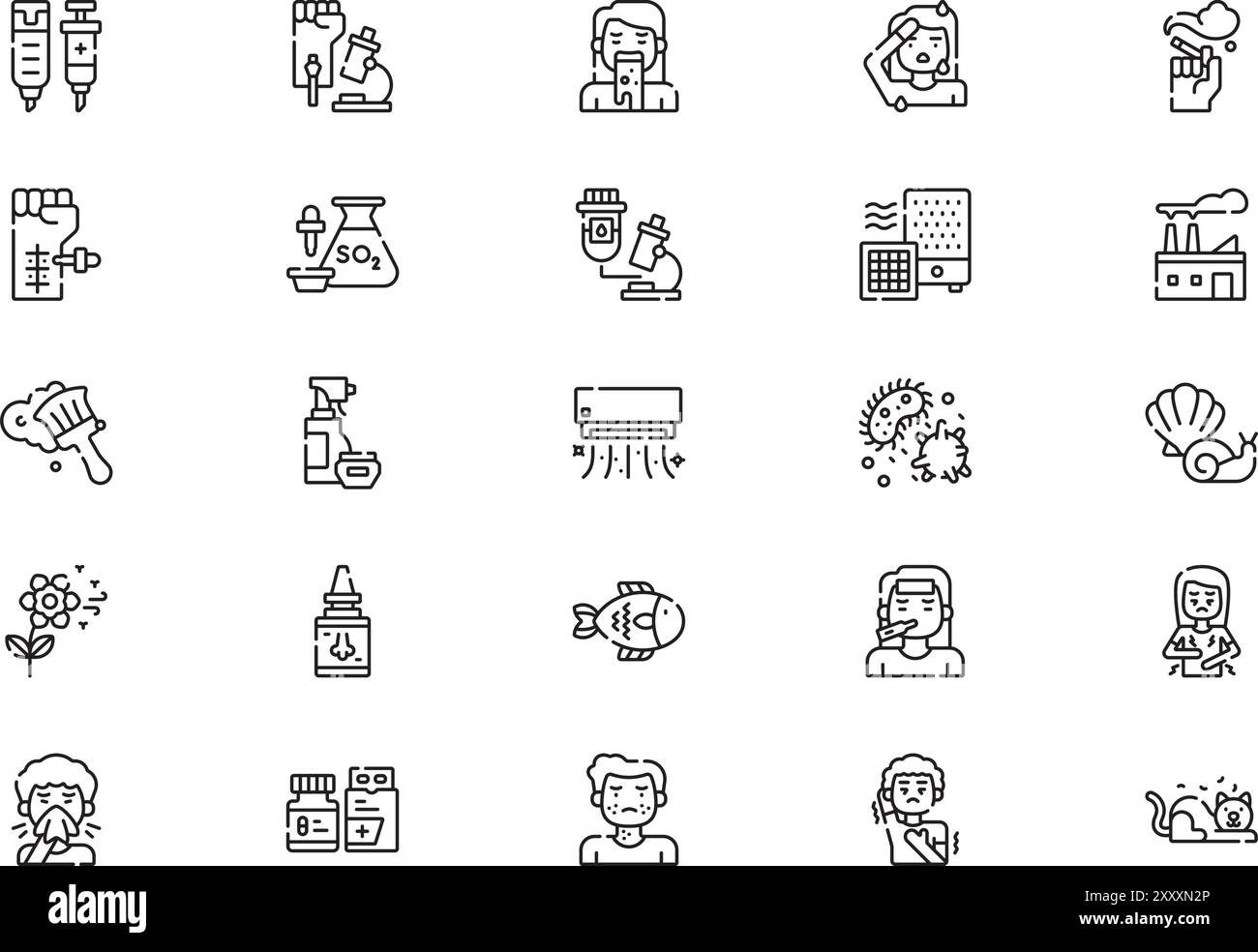 Allergies icons collection is a vector illustration with editable ...