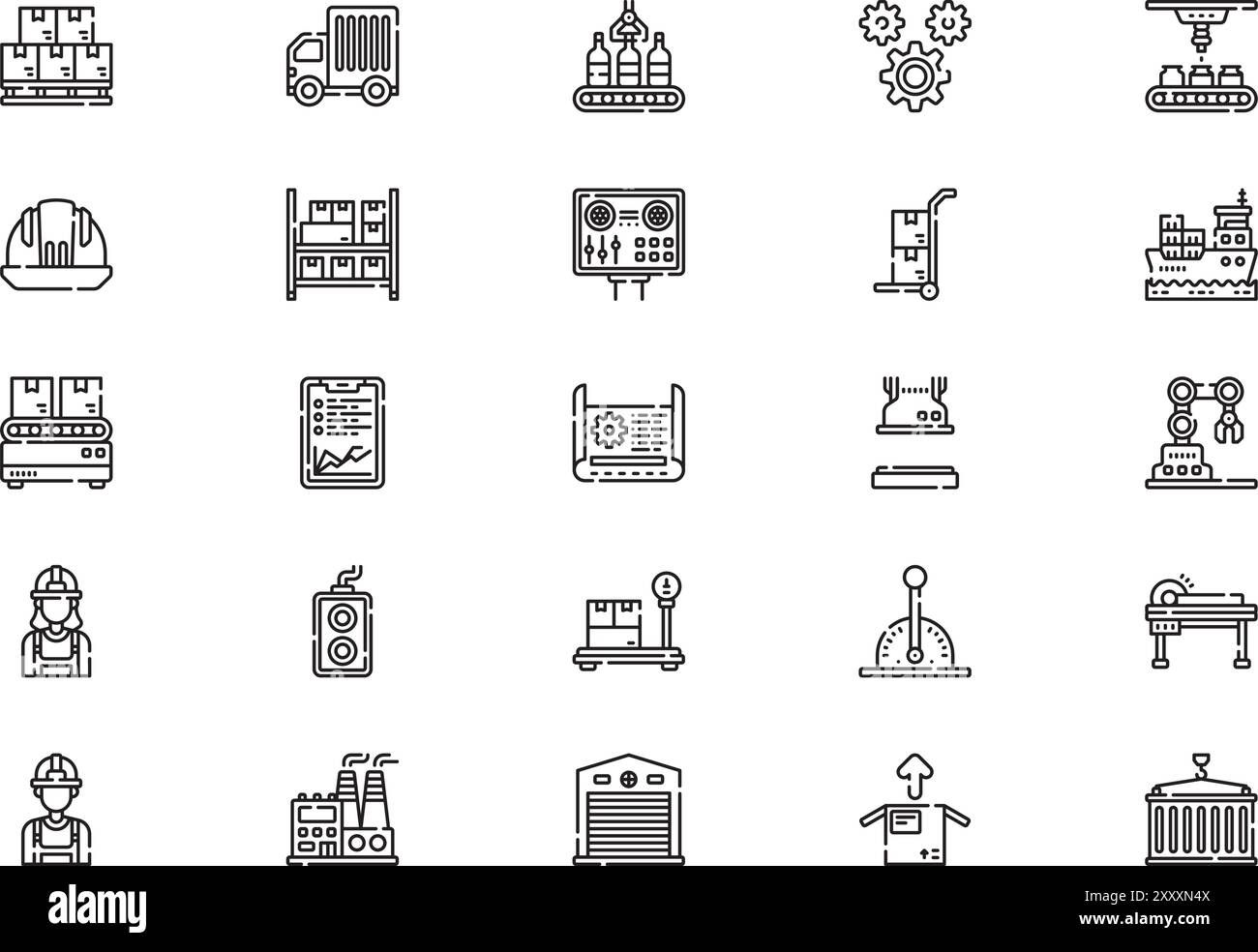 Mass production icons collection is a vector illustration with editable ...