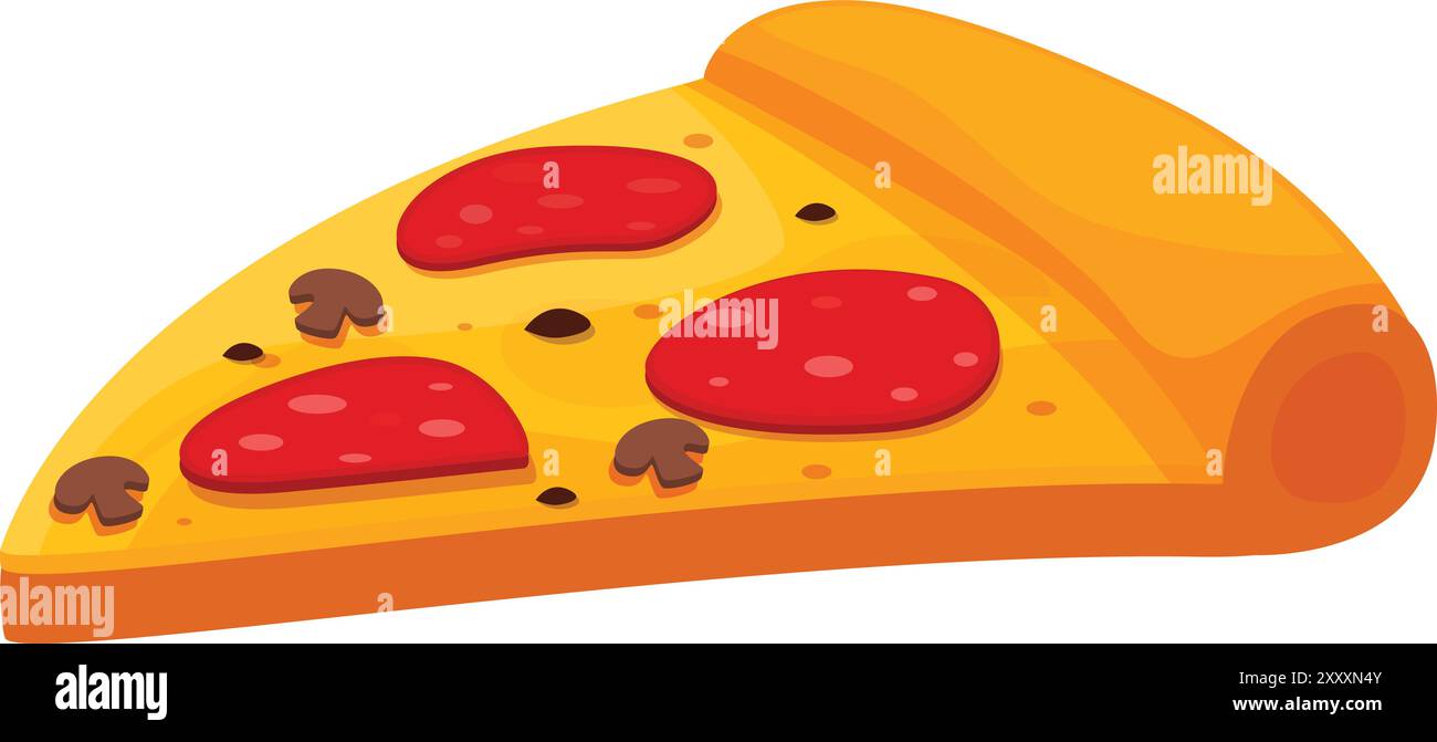 Yummy slice of pepperoni pizza with melted cheese and mushrooms is ...