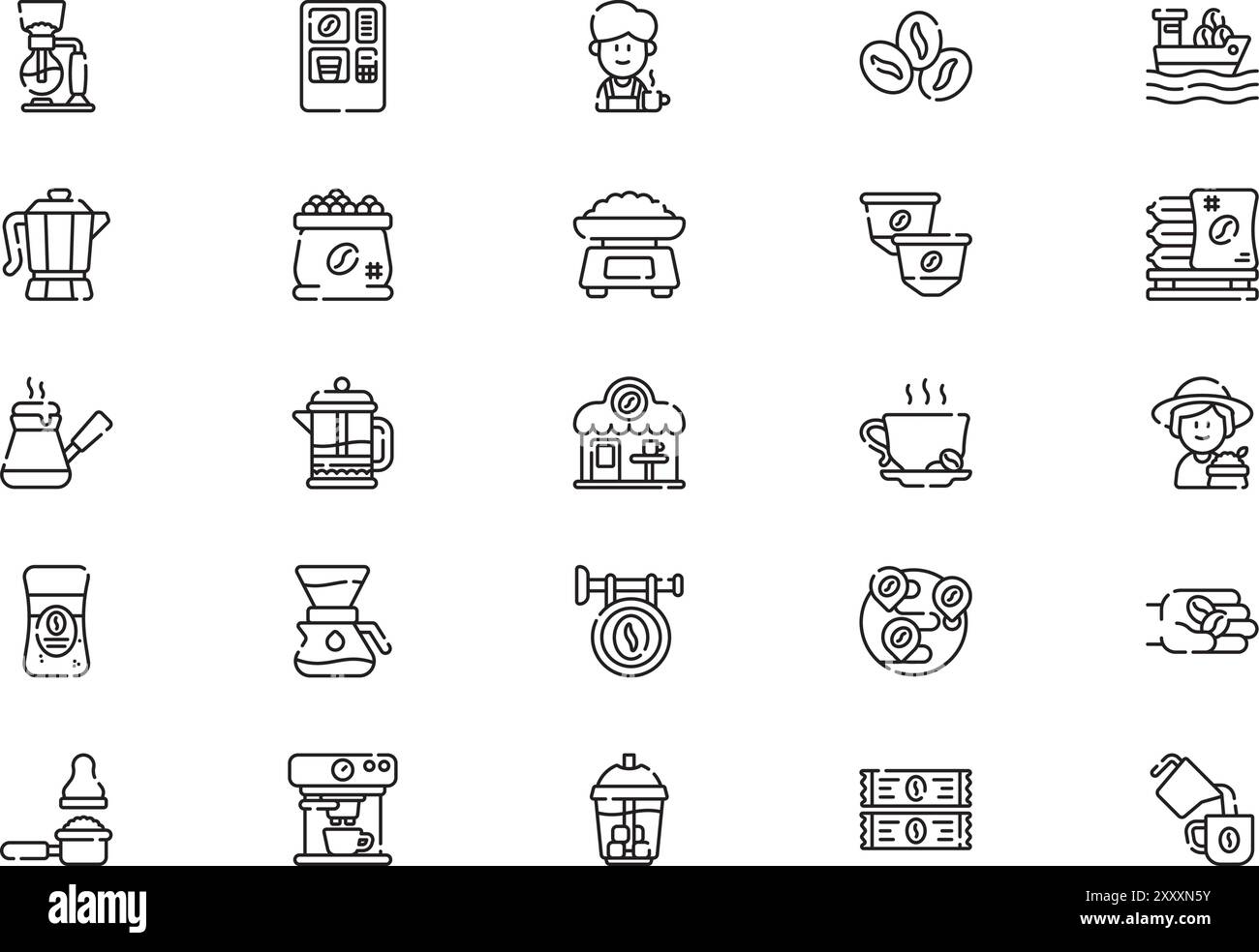 Coffee production icons collection is a vector illustration with ...