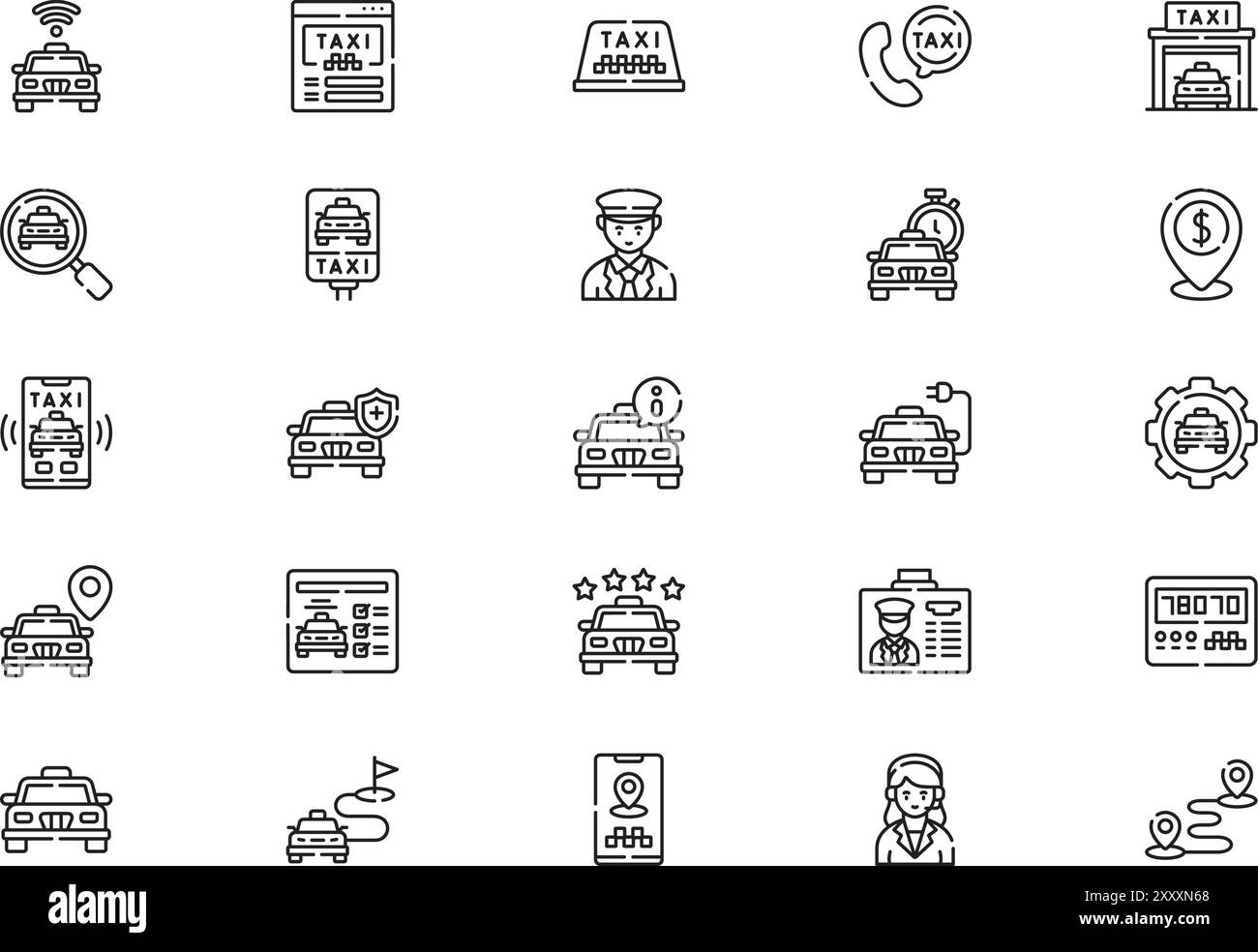 Taxi service icons collection is a vector illustration with editable ...