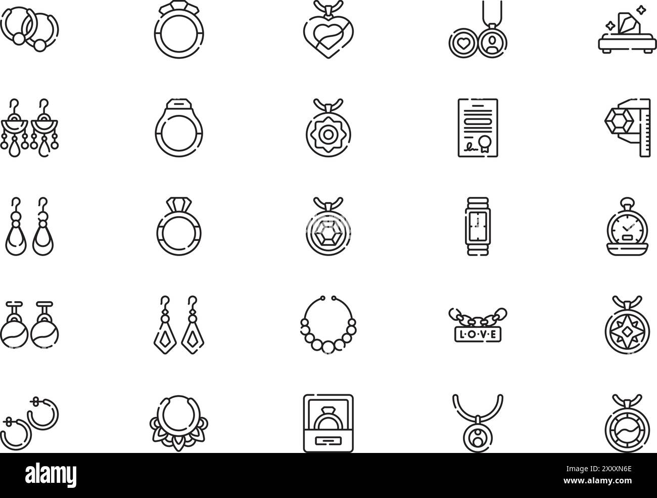 Jewelry icons collection is a vector illustration with editable stroke ...