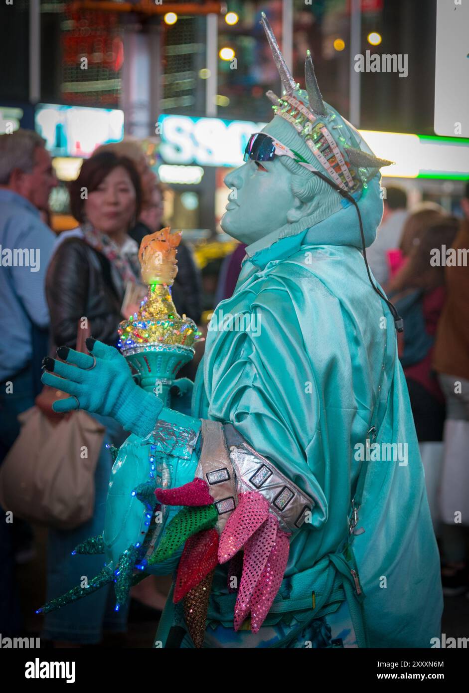 Statue of Liberty actor in Times Square, New York City Stock Photo - Alamy