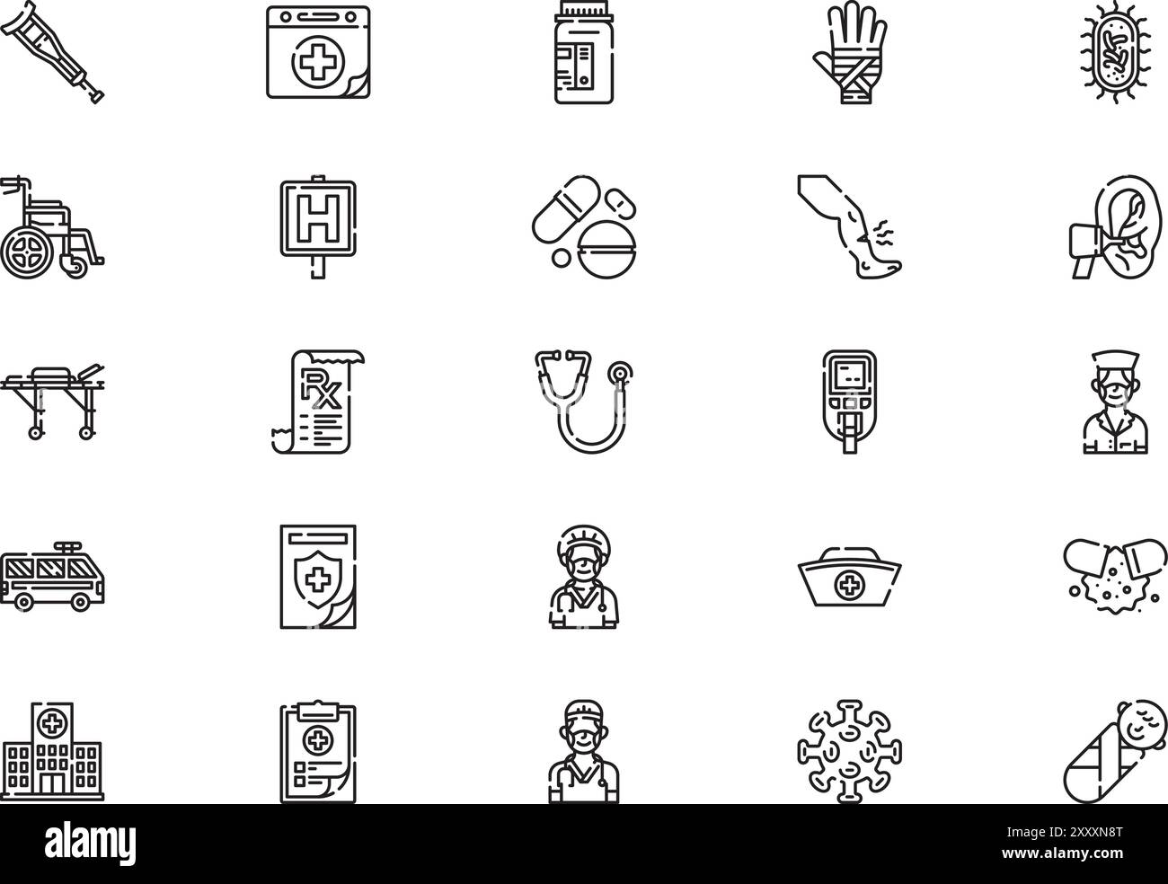 Hospital icons collection is a vector illustration with editable stroke ...