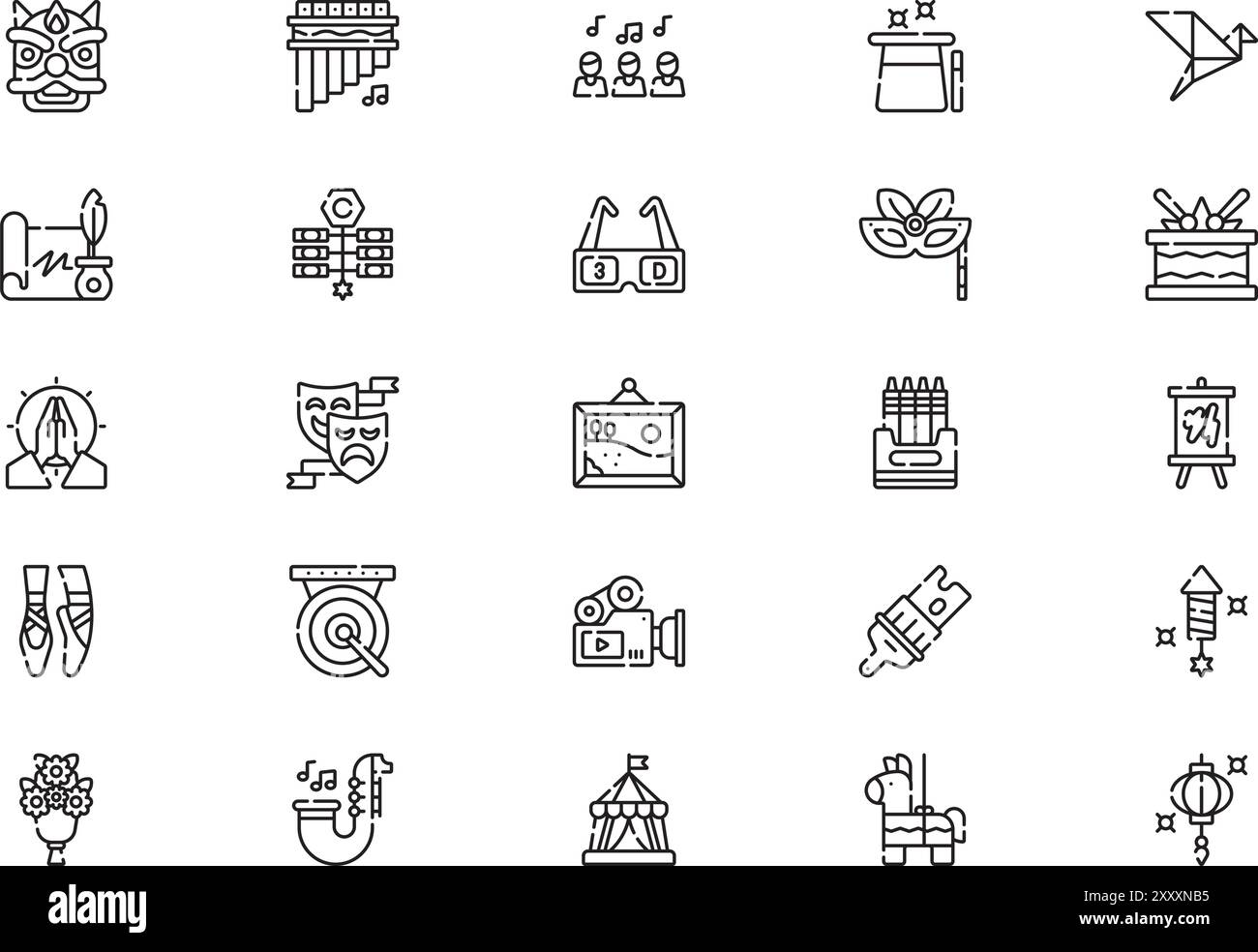 Cultural activities icons collection is a vector illustration with ...