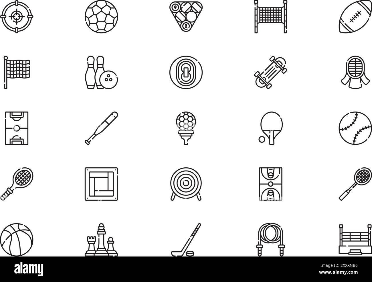 Sport icons collection is a vector illustration with editable stroke ...