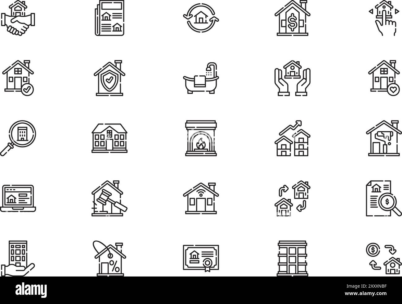 Real estate icons collection is a vector illustration with editable ...