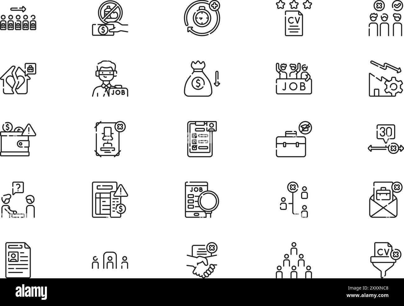 Unemployment icons collection is a vector illustration with editable stroke Stock Vector Image ...