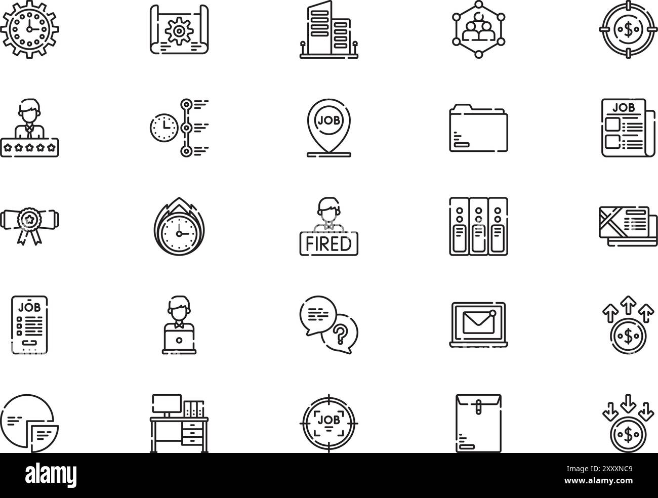 Employment icons collection is a vector illustration with editable ...
