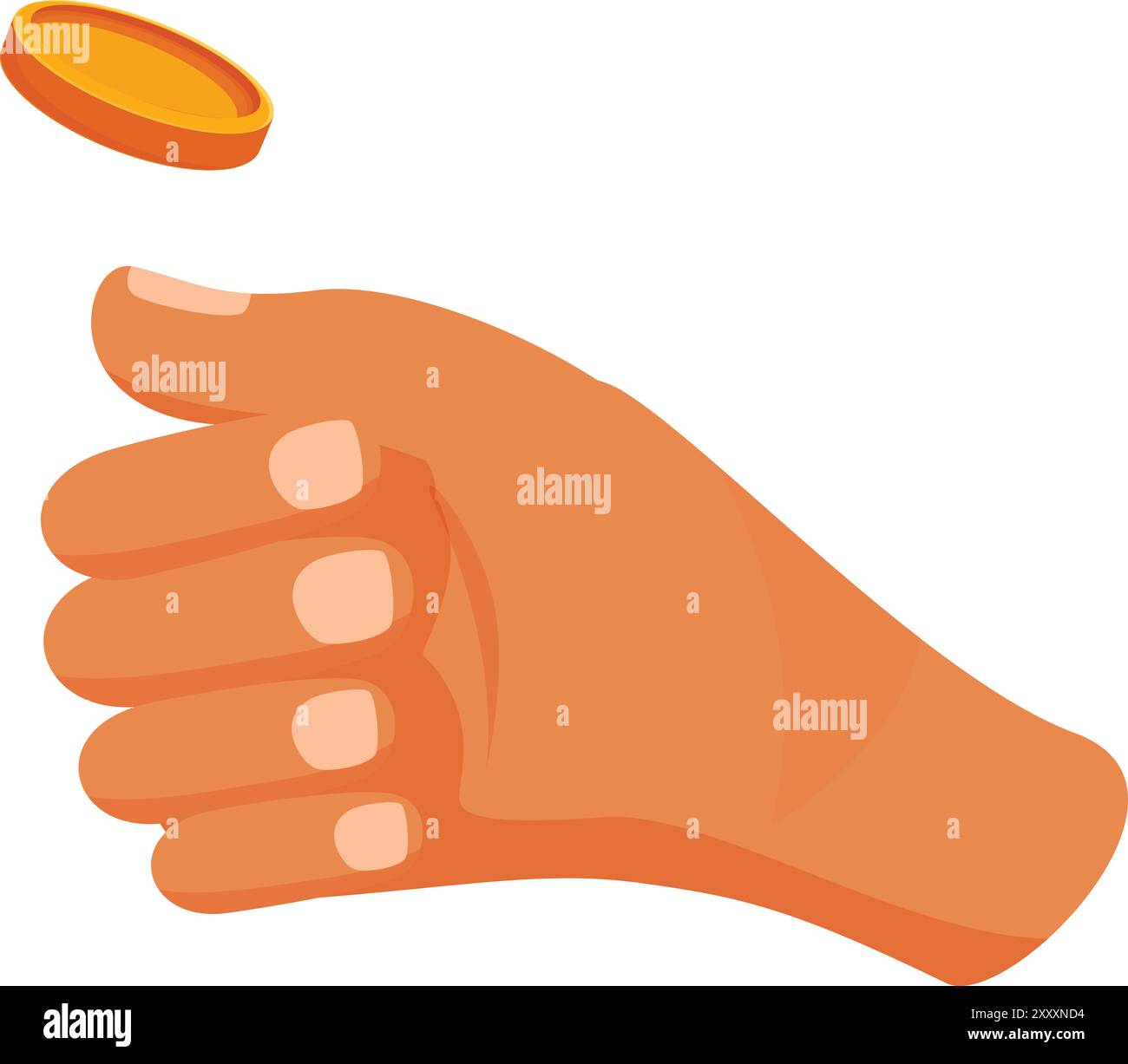 Hand is flipping a gold coin in the air to make an important decision ...