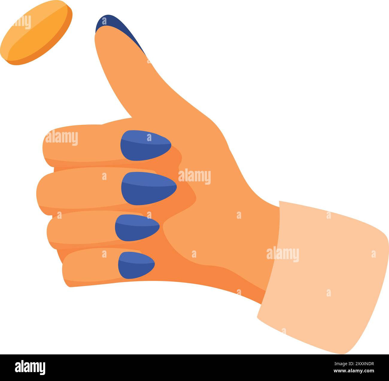 Woman's hand flipping a golden coin in the air, symbolizing decision ...