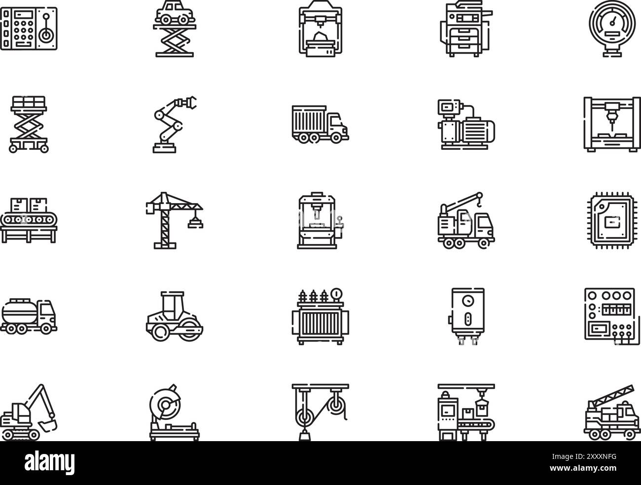 Machinery icons collection is a vector illustration with editable stroke Stock Vector Image ...