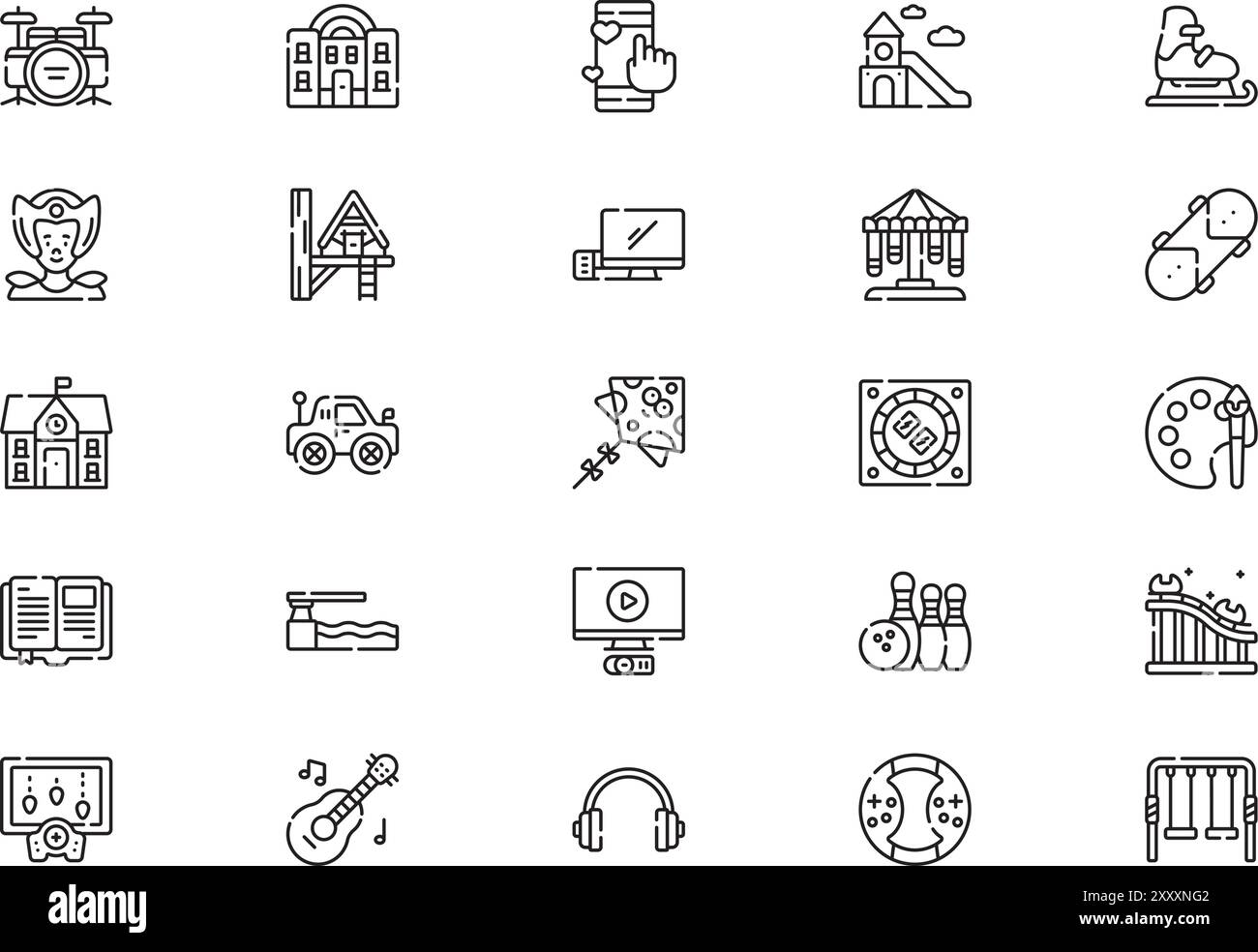Kids activities icons collection is a vector illustration with editable stroke Stock Vector ...