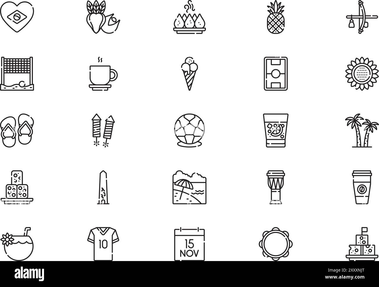 Brazil icons collection is a vector illustration with editable stroke ...