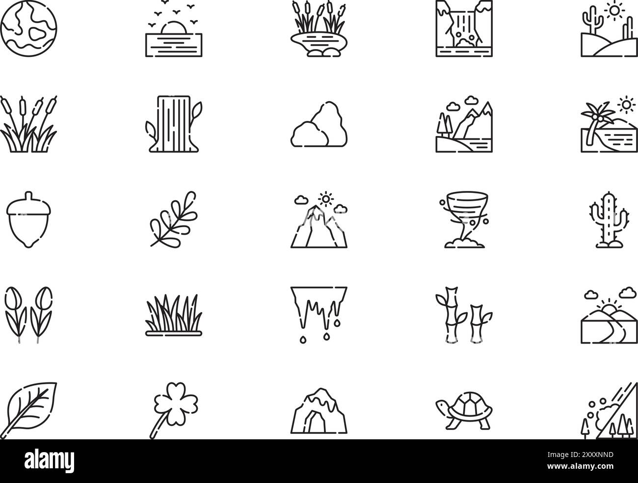 Nature icons collection is a vector illustration with editable stroke ...