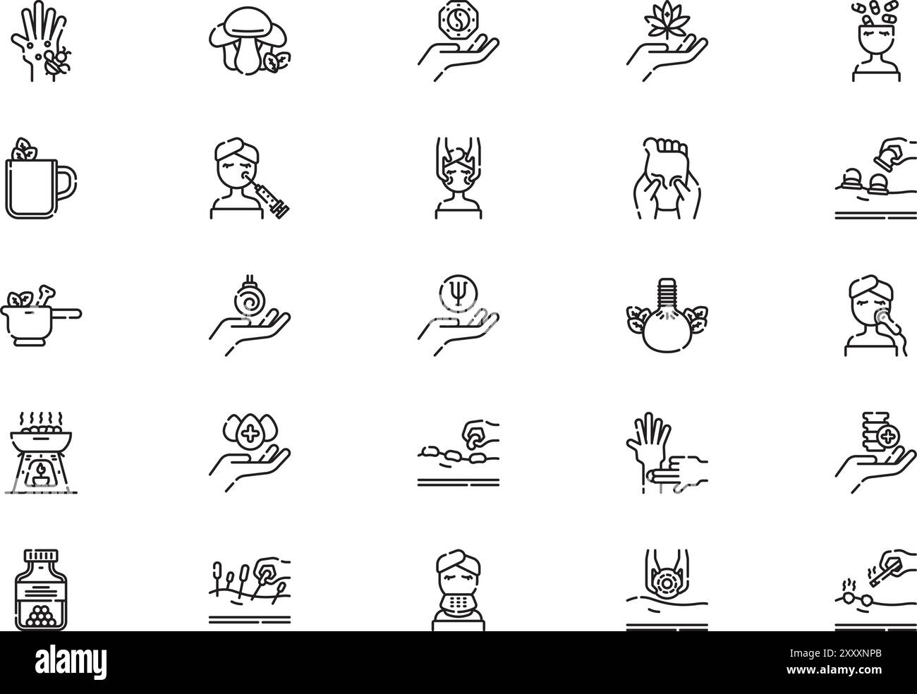 Alternative medicine icons collection is a vector illustration with ...