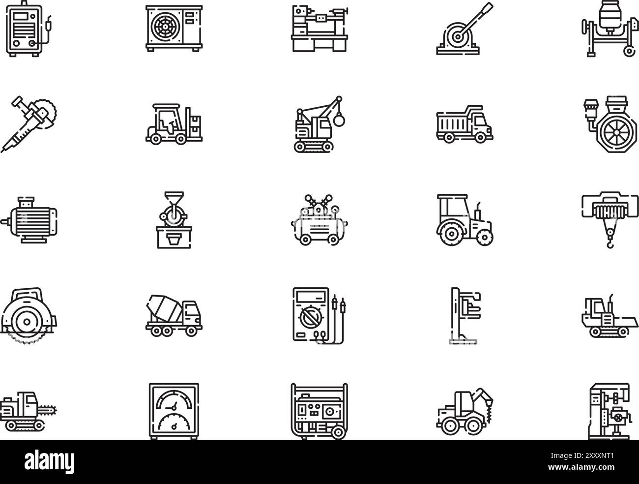 Machinery icons collection is a vector illustration with editable ...