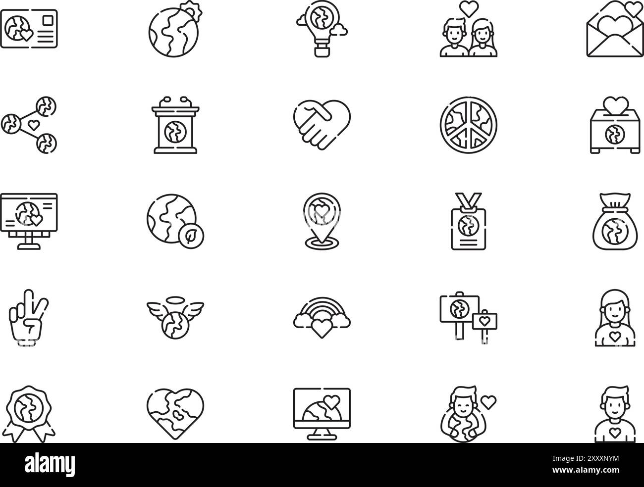 World love icons collection is a vector illustration with editable ...