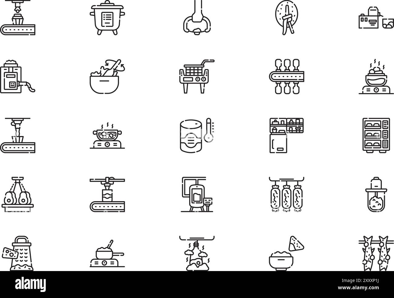 Food processing icons collection is a vector illustration with editable ...