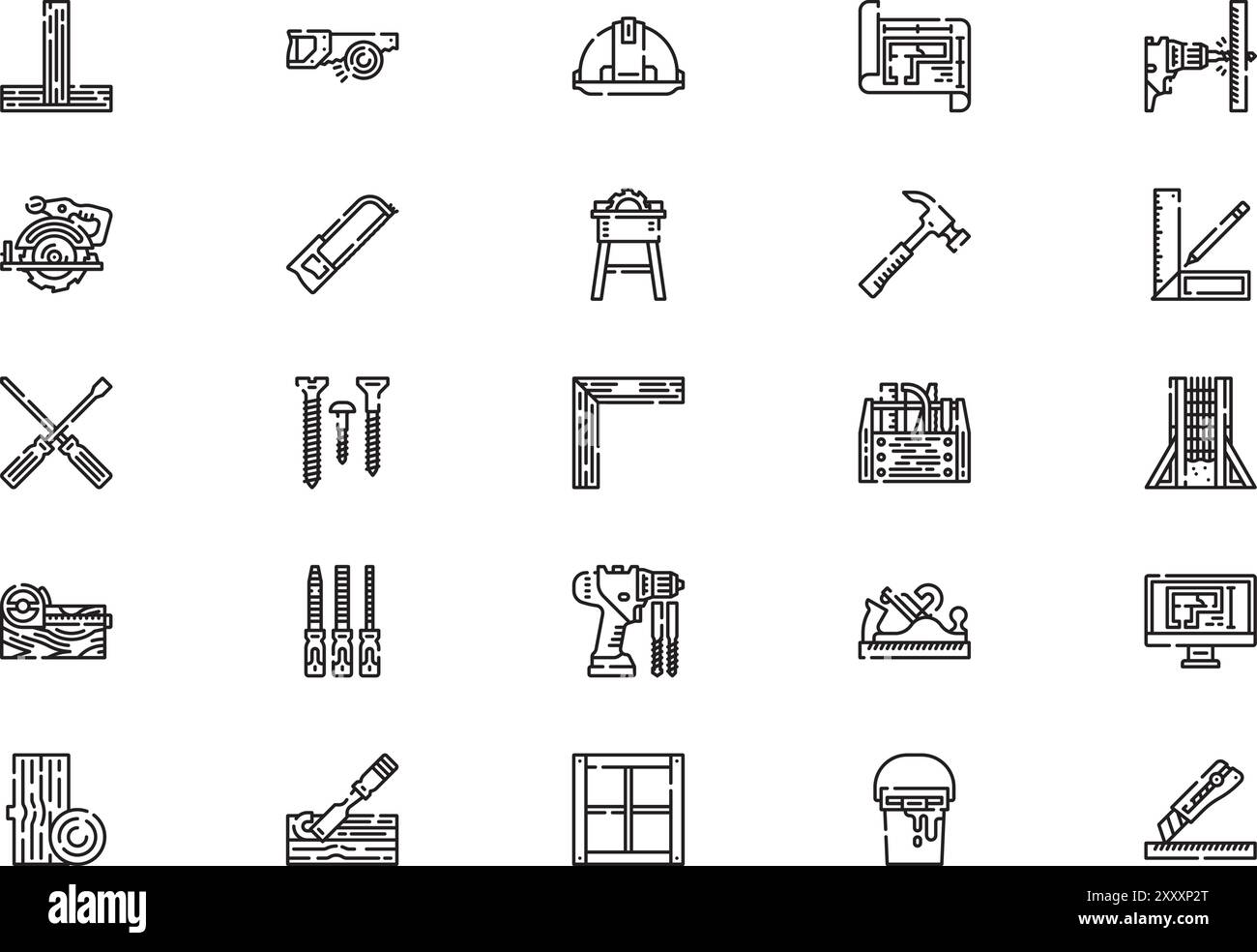 Carpentry icons collection is a vector illustration with editable ...