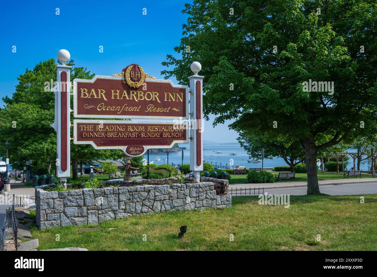 Bar Harbor, Maine, United States - June 18, 2024: Entrance Sign of Bar ...