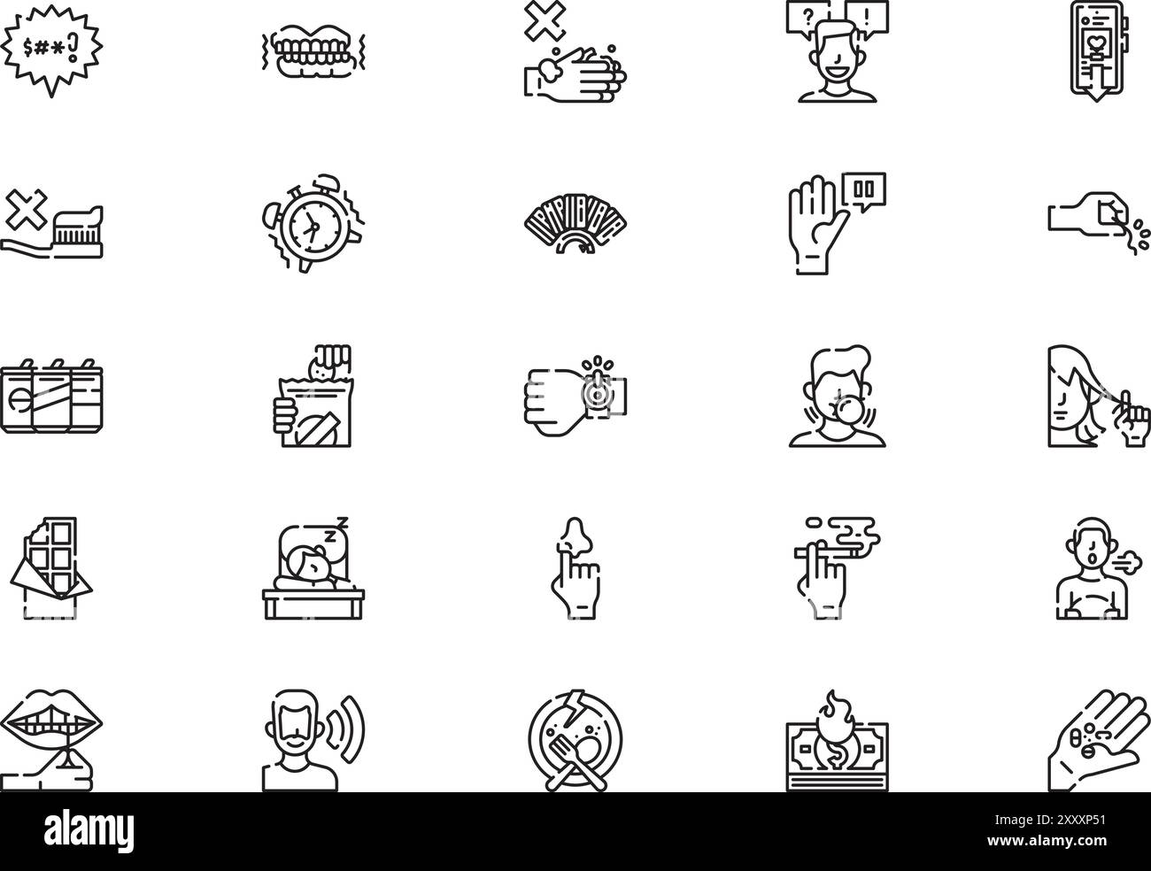 Bad habits icons collection is a vector illustration with editable ...