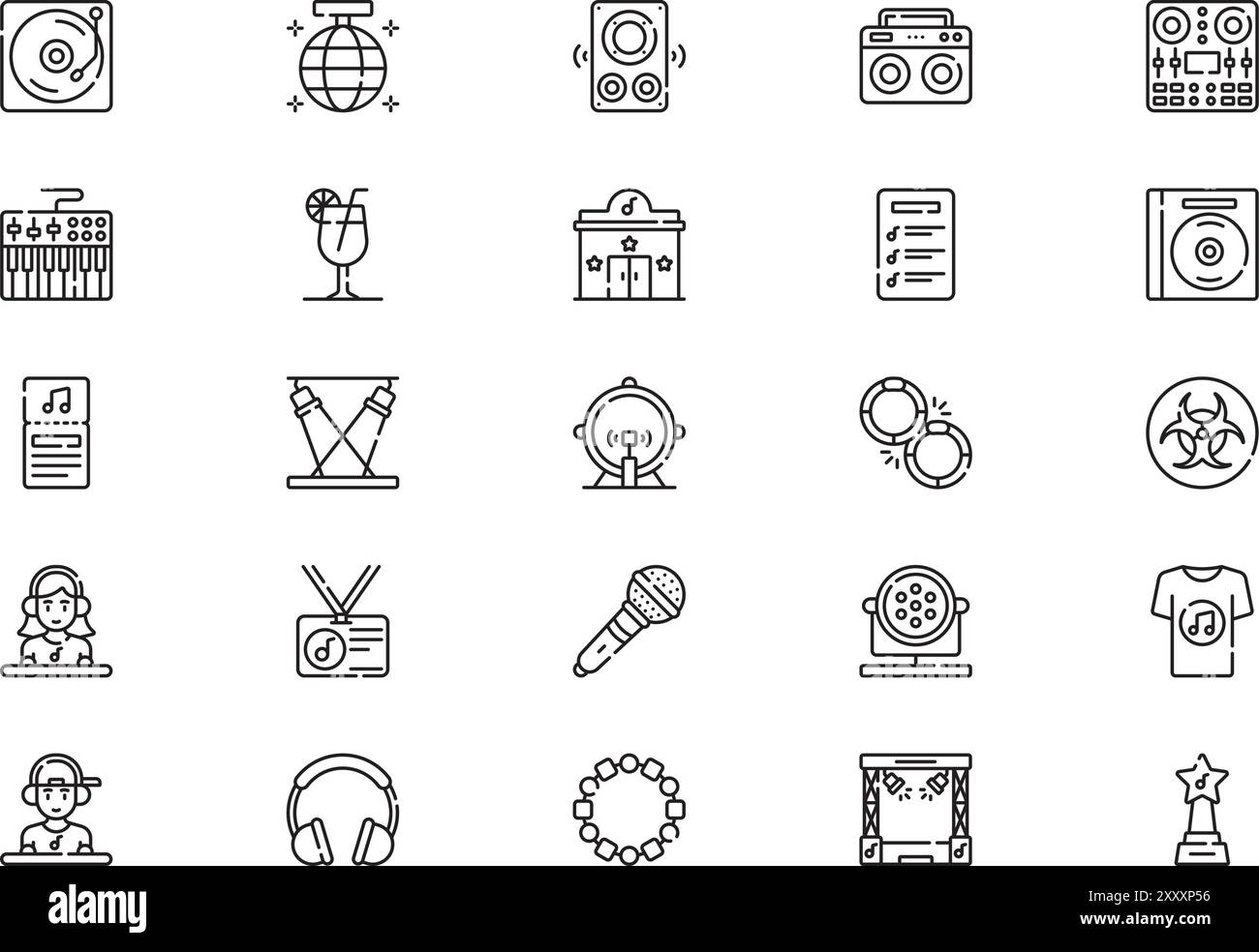 Edm icons collection is a vector illustration with editable stroke ...