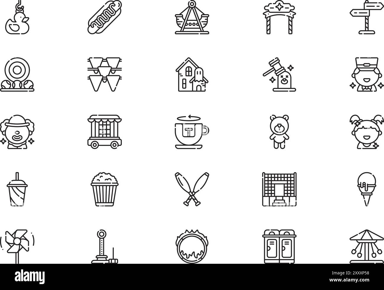 Fair icons collection is a vector illustration with editable stroke ...