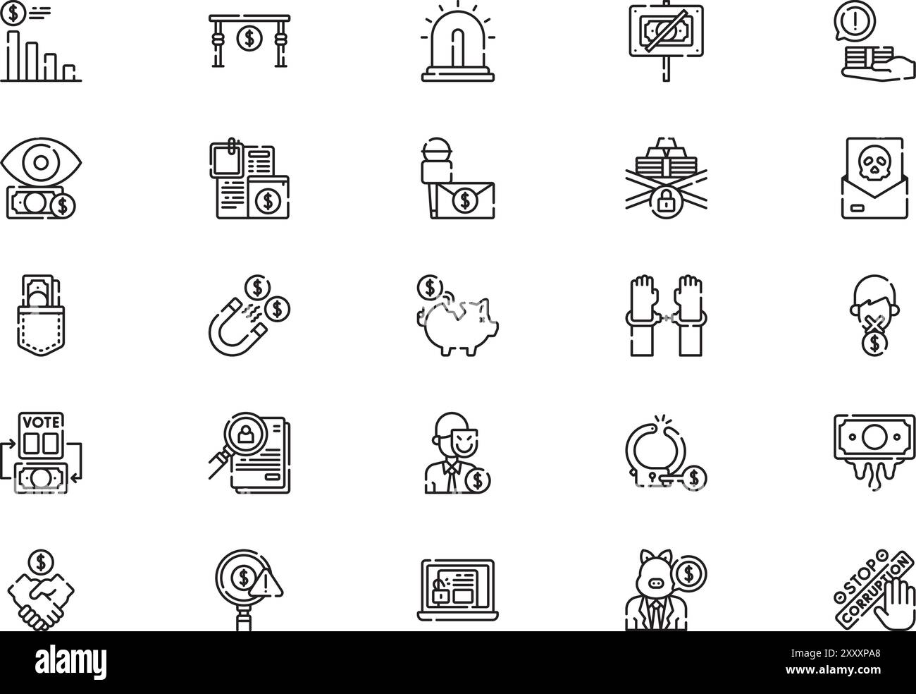 Corruption icons collection is a vector illustration with editable ...