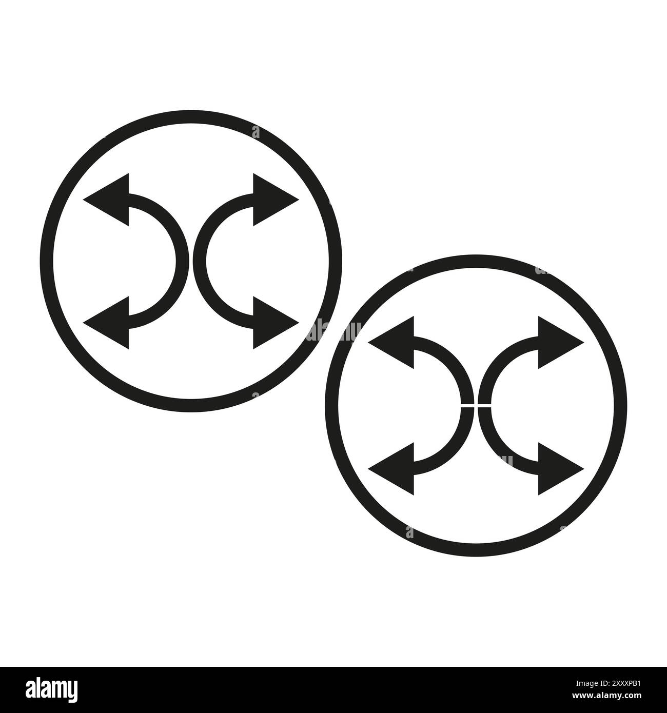 Circular arrows icons. Four directional arrows. Simple black outline ... Circular arrows icons. Four directional arrows. Simple black outline ...