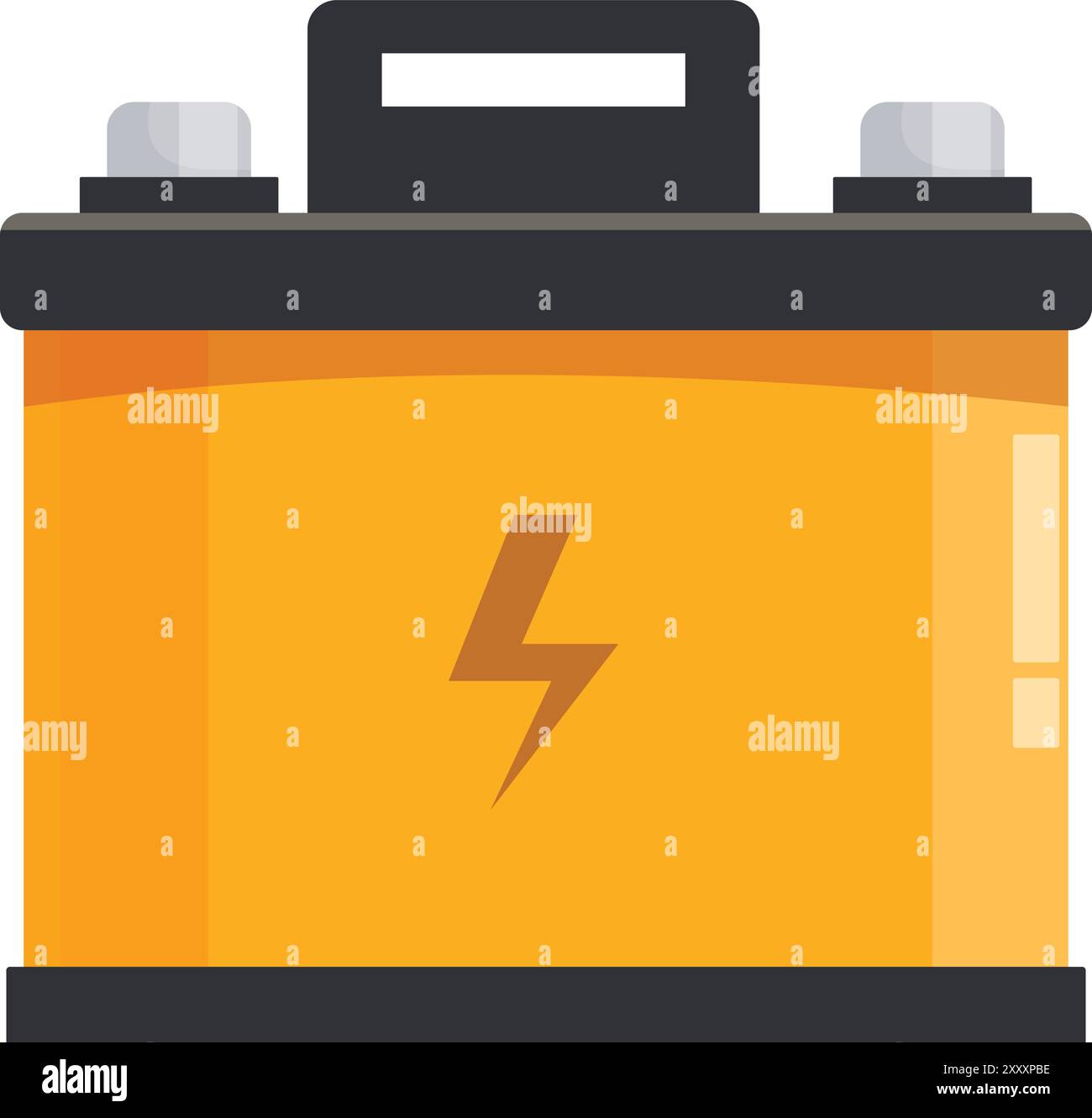 Yellow car battery with a lightning bolt symbol, representing stored ...