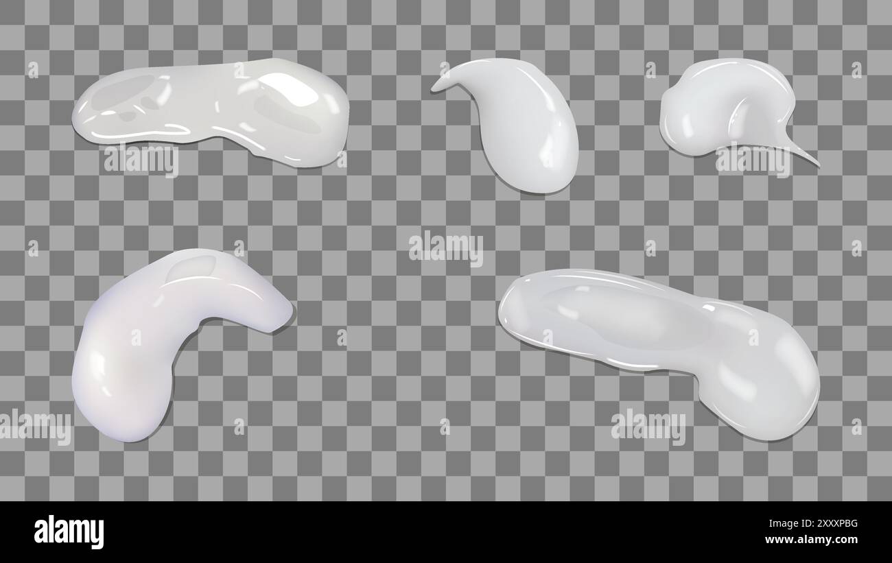 Realistic cream texture. Smears of cream samples. Different shape of ...