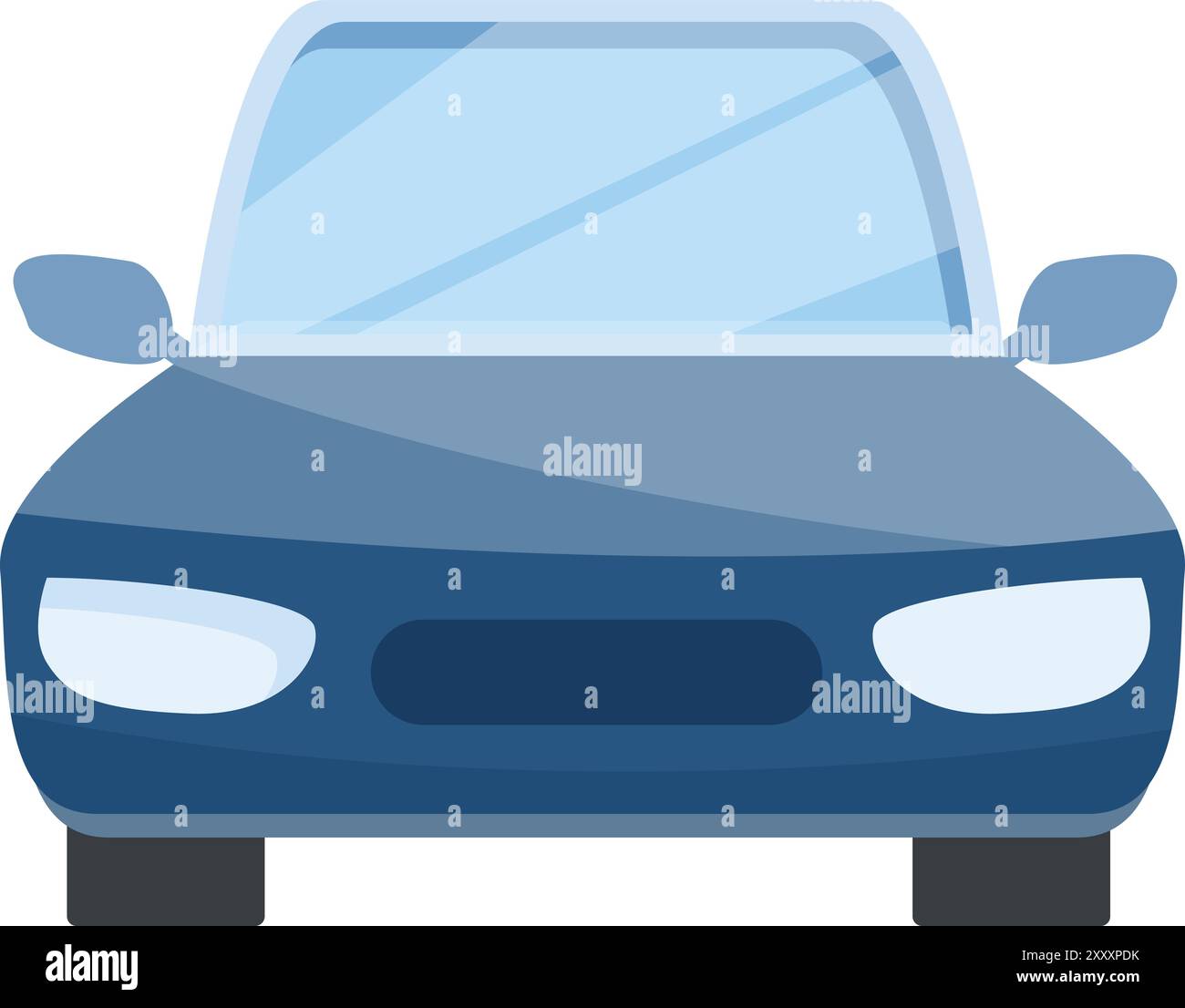 Dark blue modern car is parking, front view, in cartoon style Stock ...