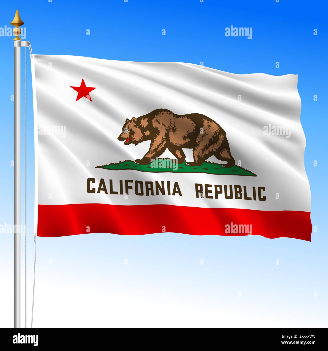 California federal state waving flag, United States, USA, vector ... California federal state waving flag, United States, USA, vector ...