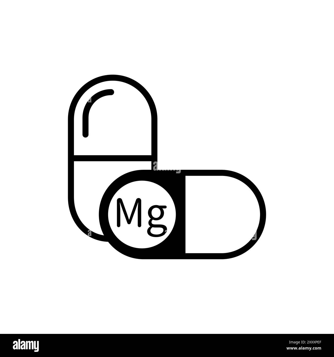 Magnesium supplement pill icon. Black and white capsule. Minimalist ...