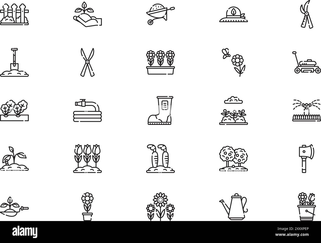 Gardening icons collection is a vector illustration with editable ...