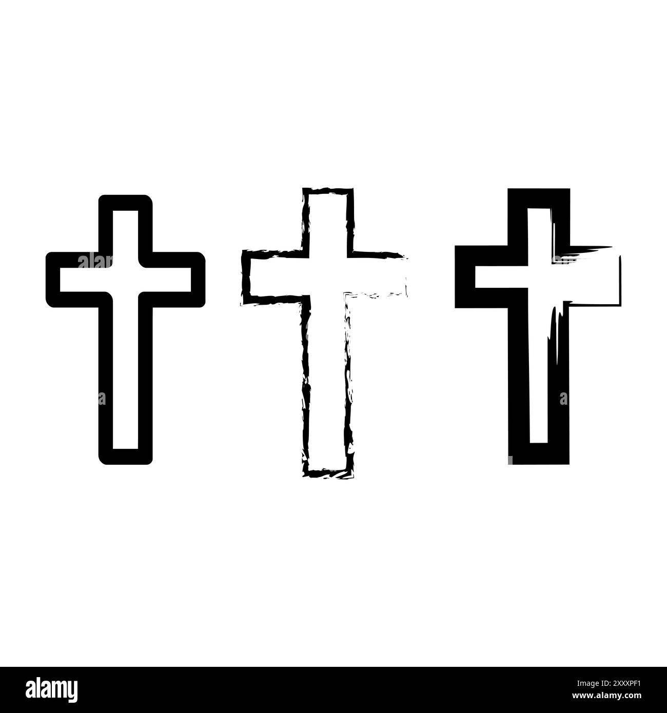 Cross icon. Grunge cross symbol. Bold black cross. Minimalist religious ...