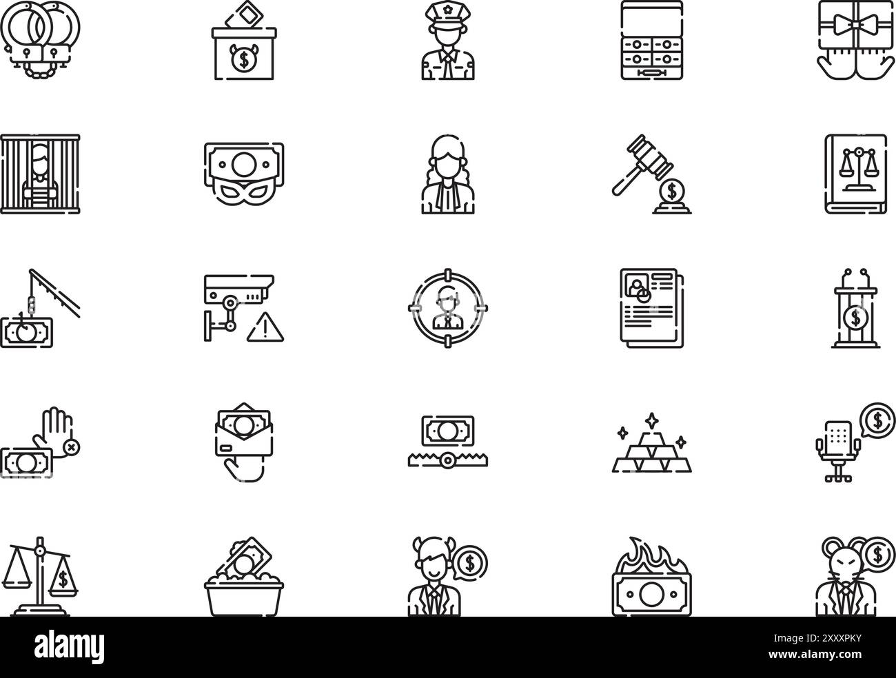 Corruption icons collection is a vector illustration with editable ...