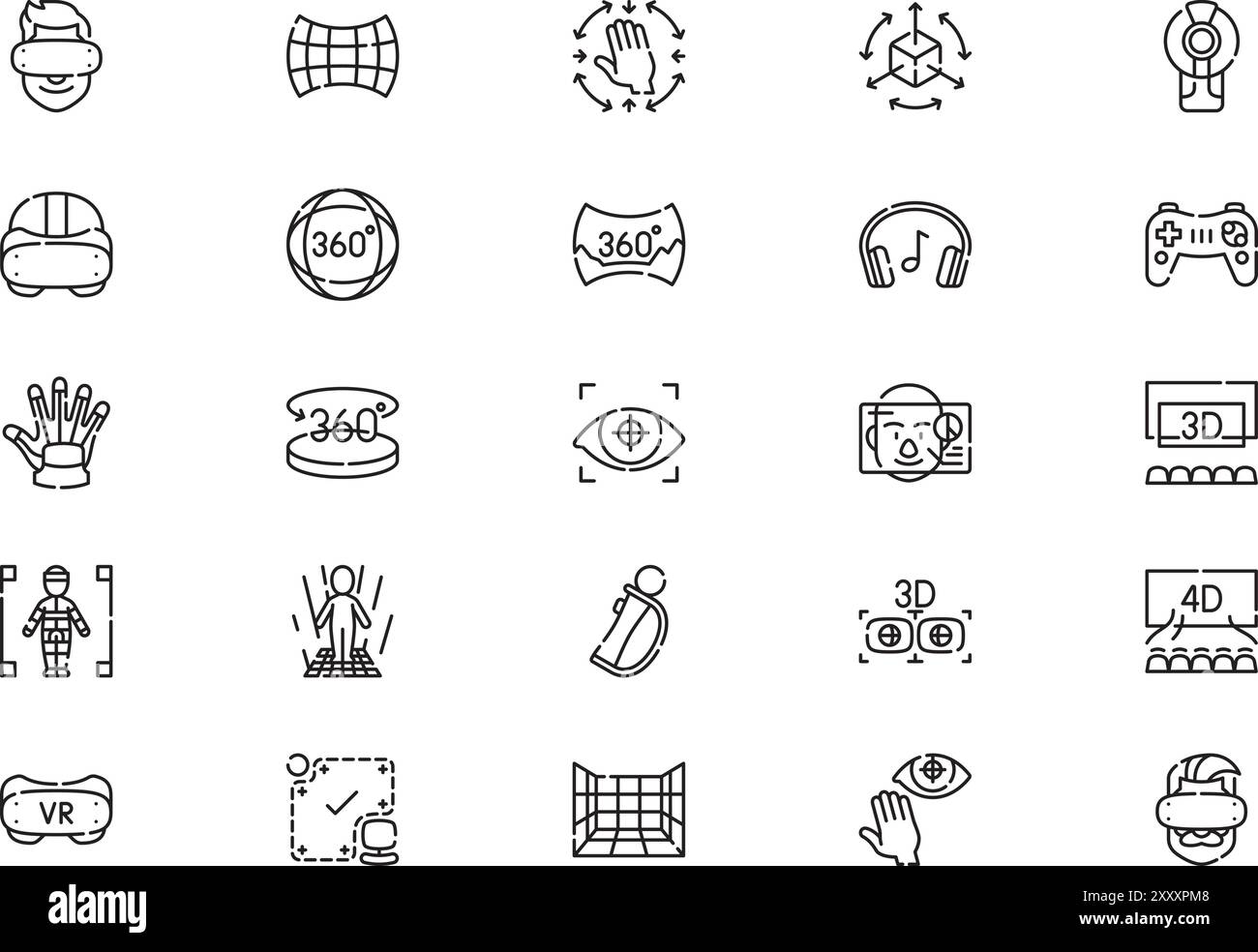 Virtual reality icons collection is a vector illustration with editable ...