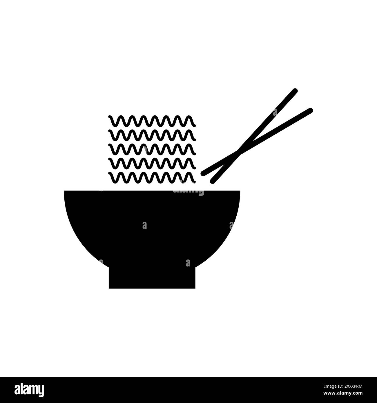 Noodle bowl icon. Black chopsticks detail. Simple food symbol. Vector ...